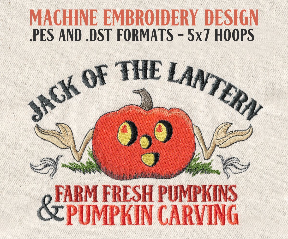 Jack Of The Lantern Pumpkins - Machine Embroidery Design - 5x7 Size ...