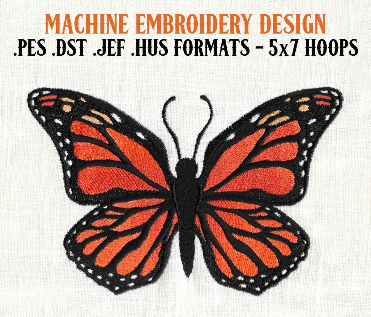 Monarch Butterfly - Machine Embroidery Design - 5x7 Size - .PES .DST ...