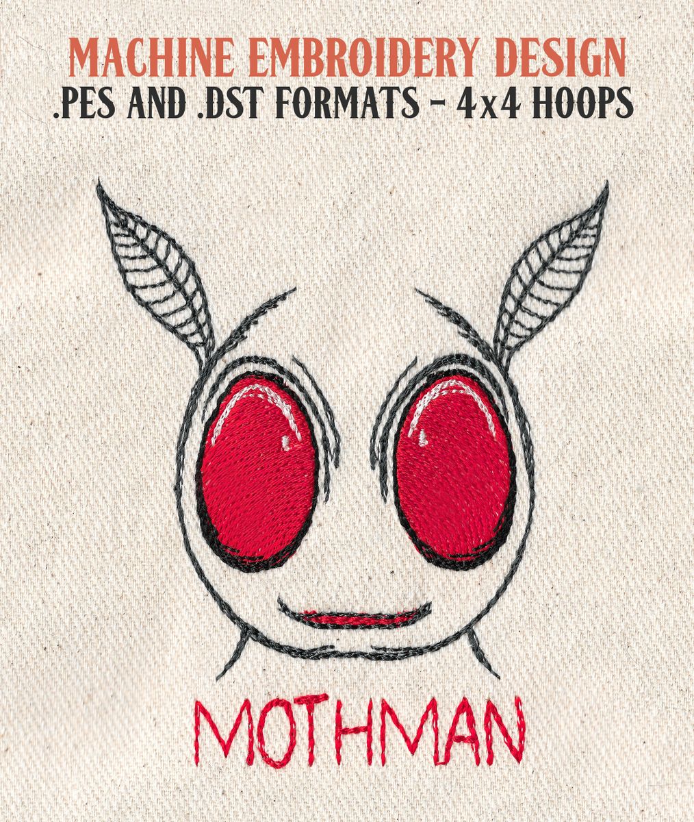 Mothman - Machine Embroidery Design - 4x4 Size - .PES and .DST Formats