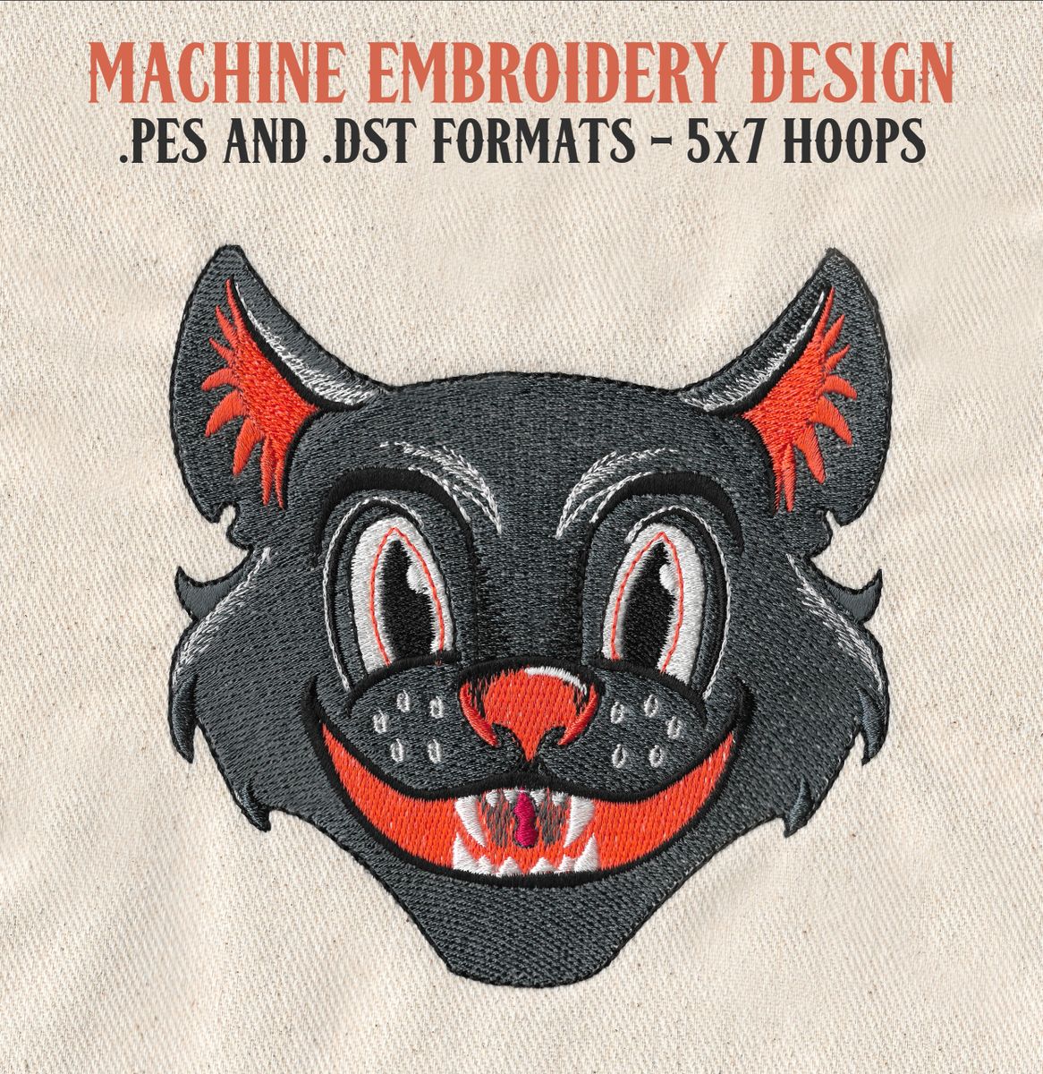 Vintage Halloween Cat - Machine Embroidery Design - 5x7 Size - .PES and ...