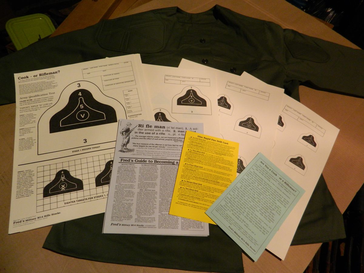 25M Army Qualification Test (AQT) Targets, Ten Sets w/ Guide