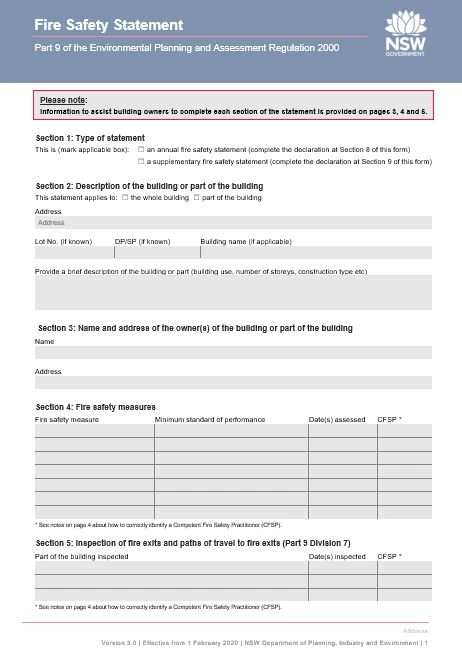DIY NSW Fire Safety Statement / Validation Document Template Kit