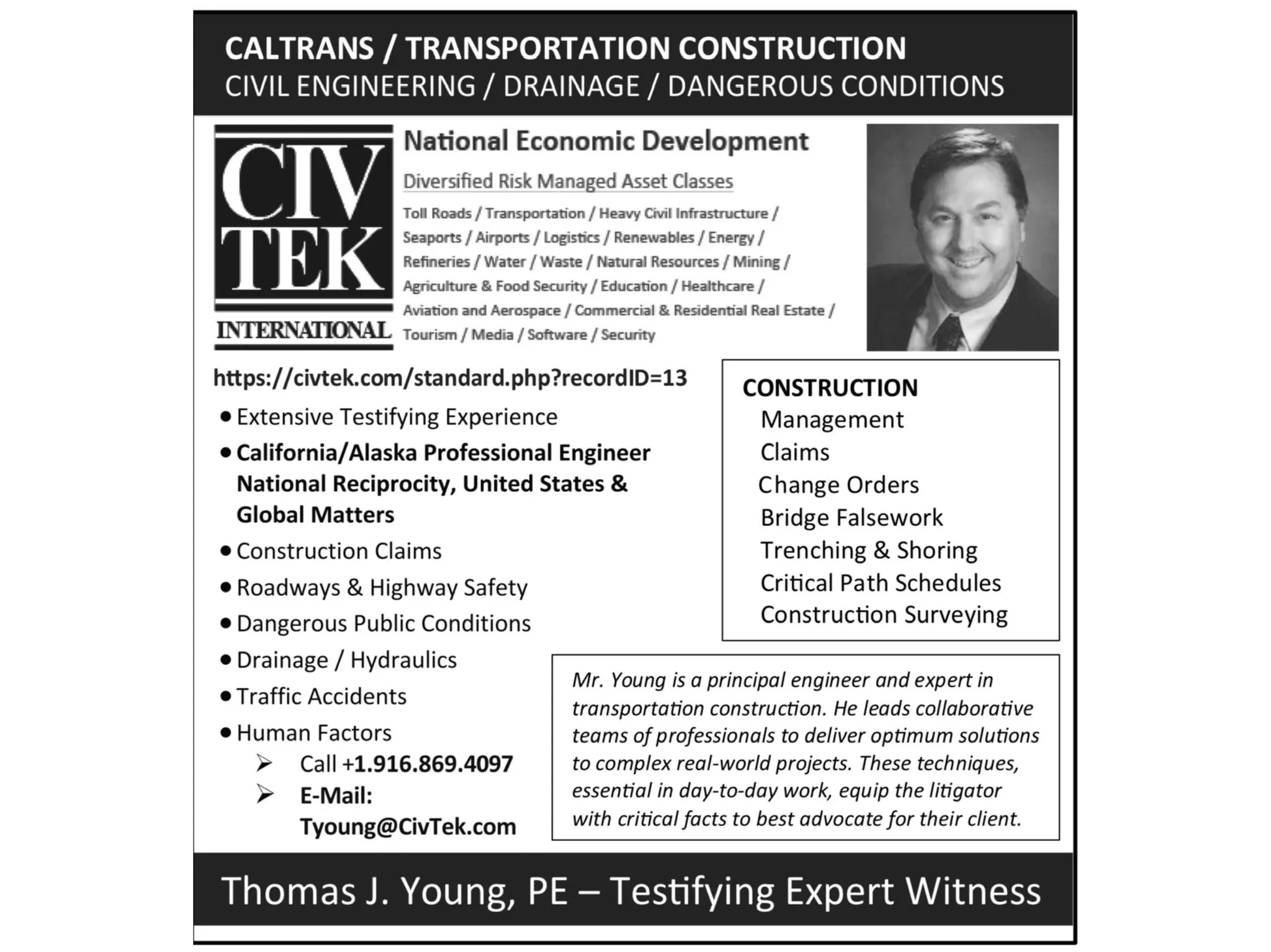 Expert Witness, Civil Engineer, Caltrans