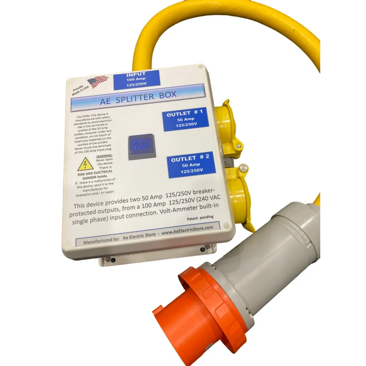 SPLITTER Box, Input 100A 125/250V to two 50A 125/250V (240/120v) with ...