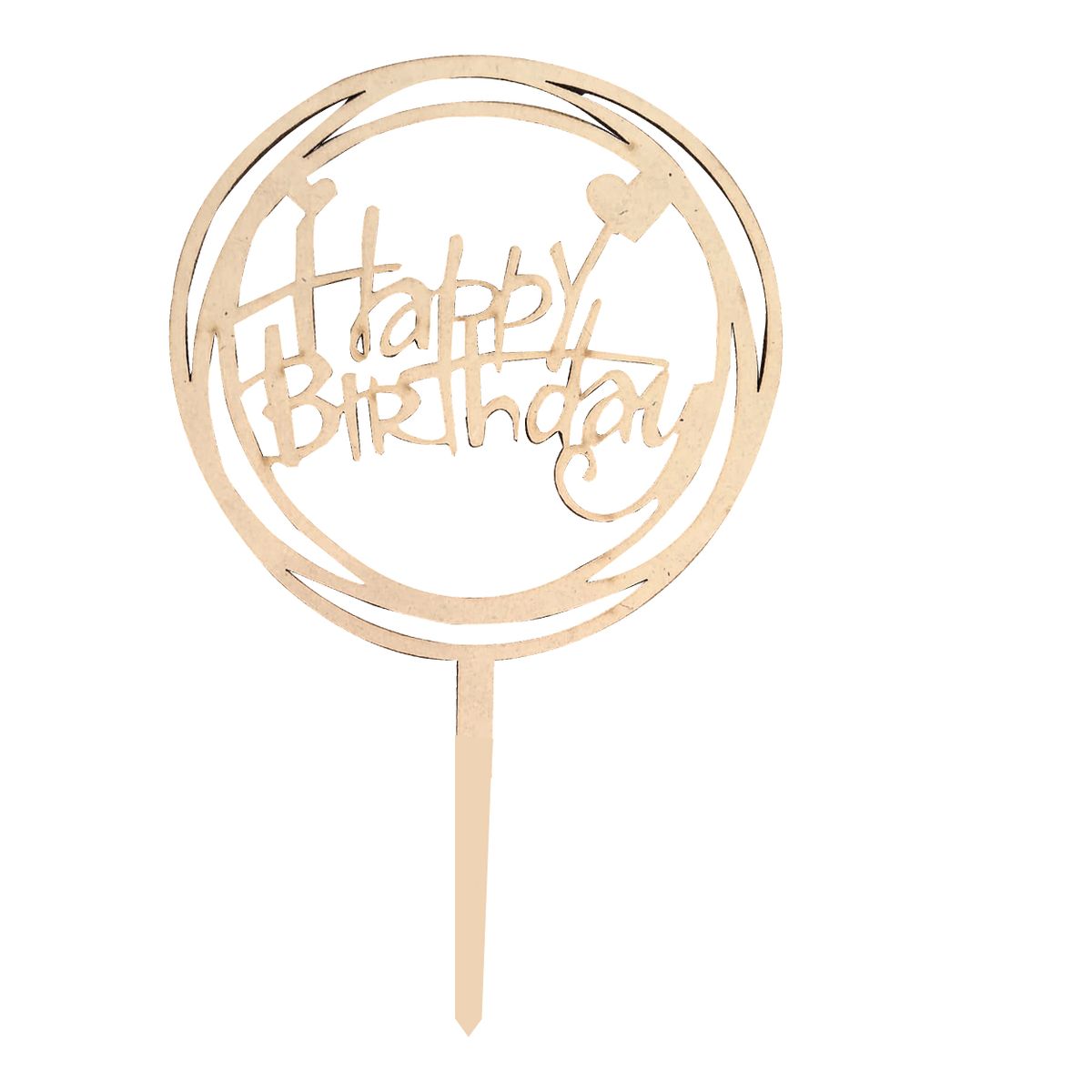 Cake topper natural Happy Birthday círculo