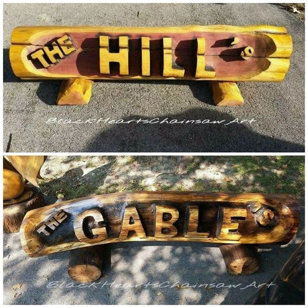 Name Logs | Black Hearts Chainsaw Art