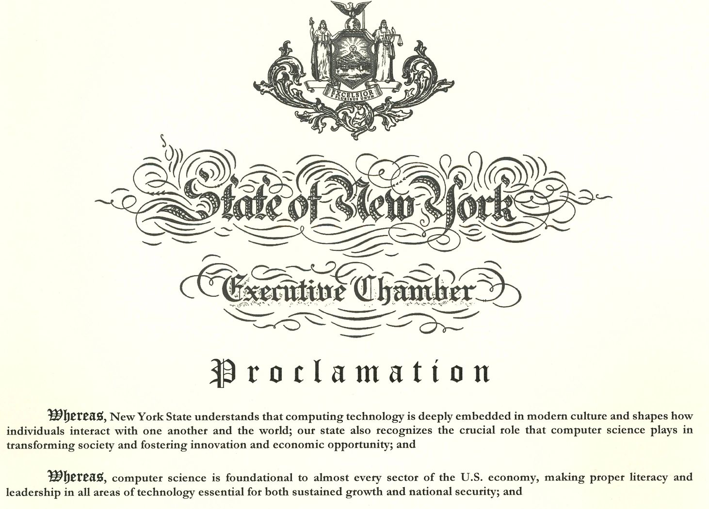 Governor Hochul's Proclamation Celebrating CS Education Week 2025