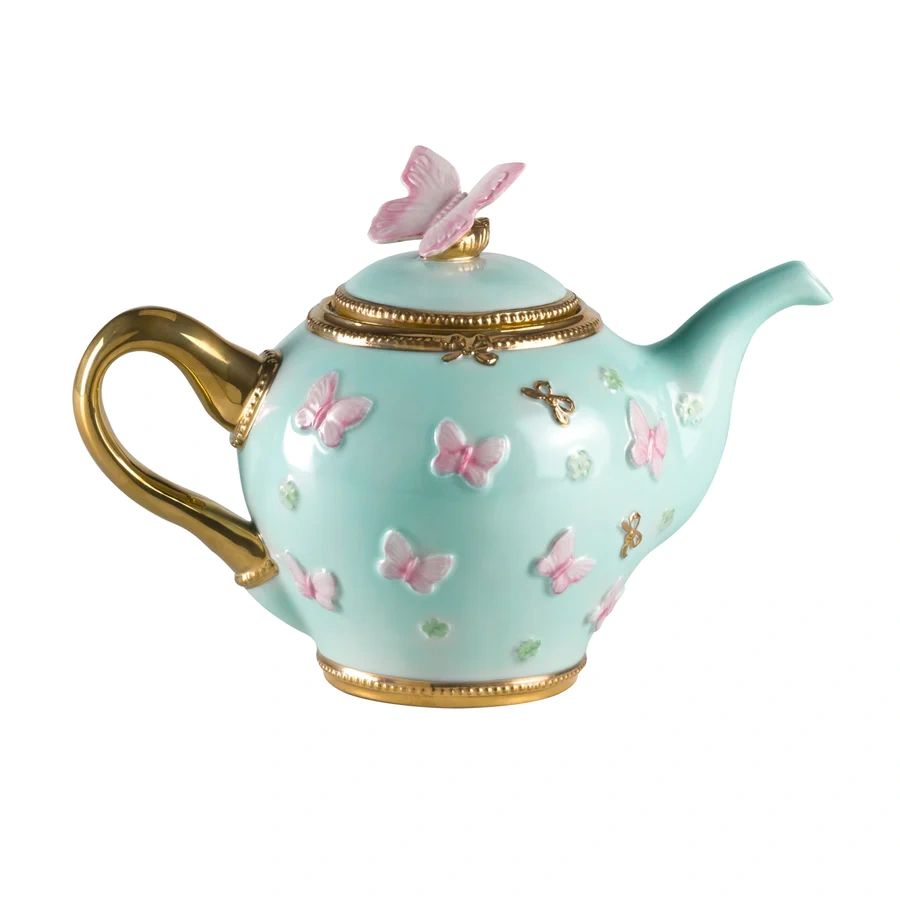 Villari Butterfly Aquamarine Teapot