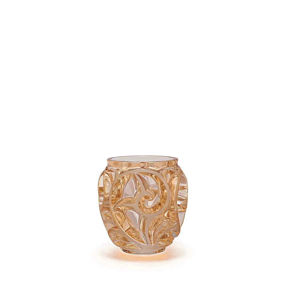 Lalique Tourbillons, Small Vase, Gold Luster Crystal