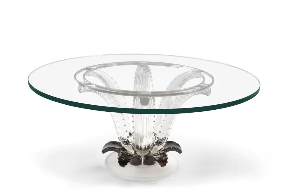 Lalique Cactus Coffee Table Clear And Black Crystal