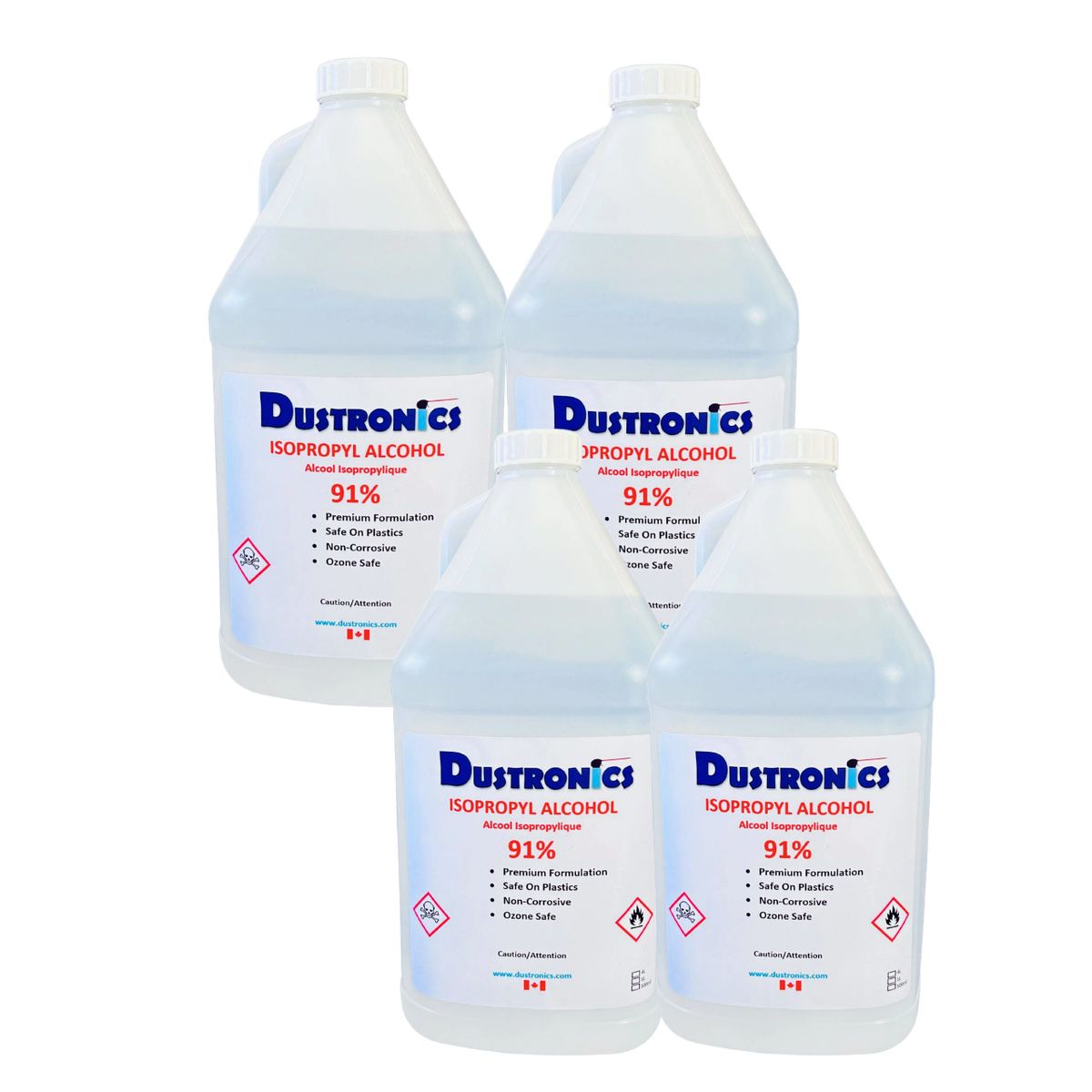Ultra-Pure Isopropyl Alcohol 91% 4 Liter- 4 Pack
