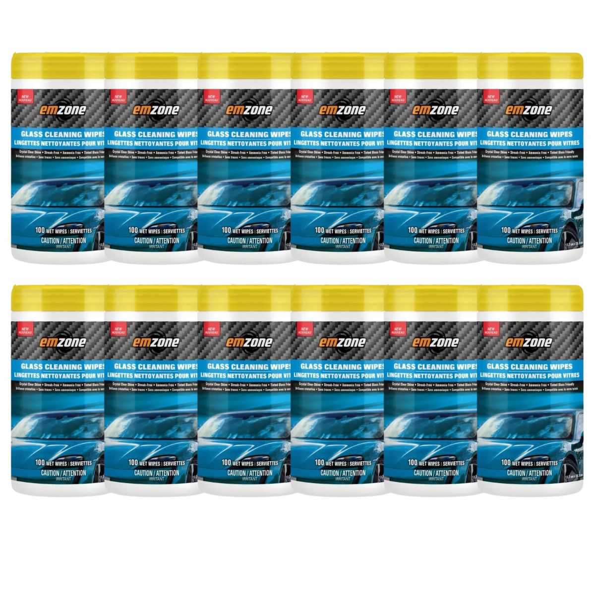 Emzone Glass Cleaning Wipes- 12 Pack
