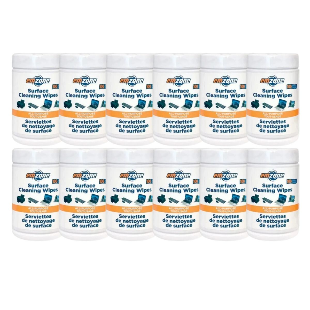 All-Purpose Surface Cleaning Wipes Tub, 100 Wipes- 12 Pack