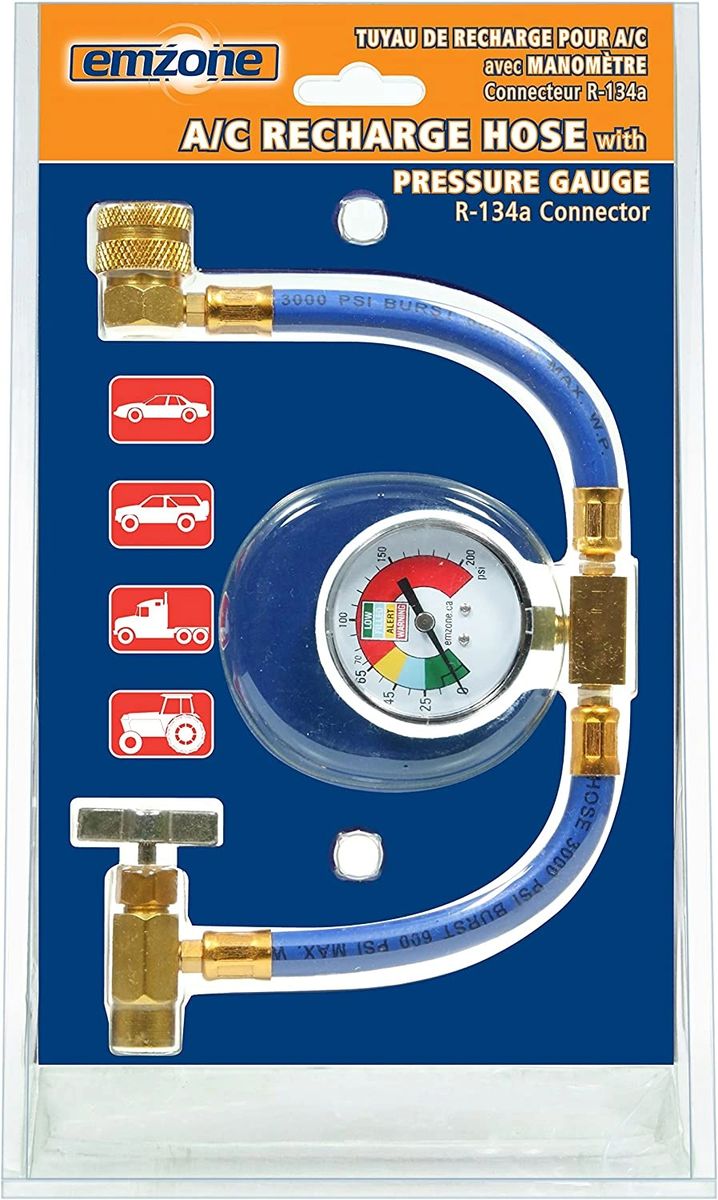 emzone 45715 Multi 1/2 Inch Recharge Hose with Gauge