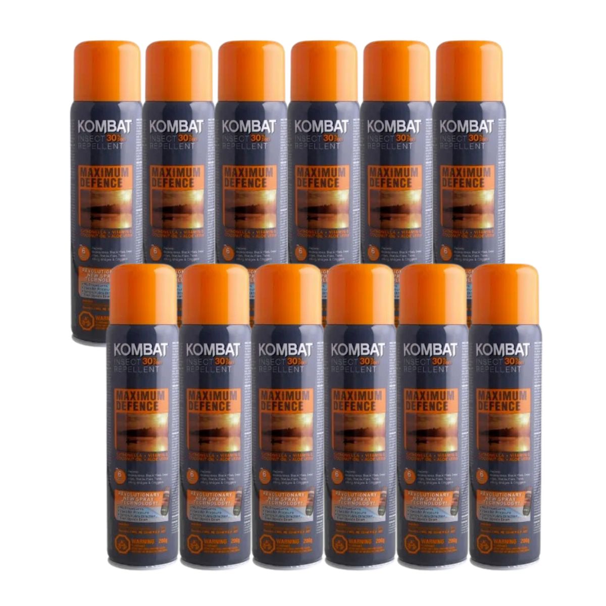 Kombat Insect Repellent Maximum Defence Spray with 30% DEET, 200g 12 Pack