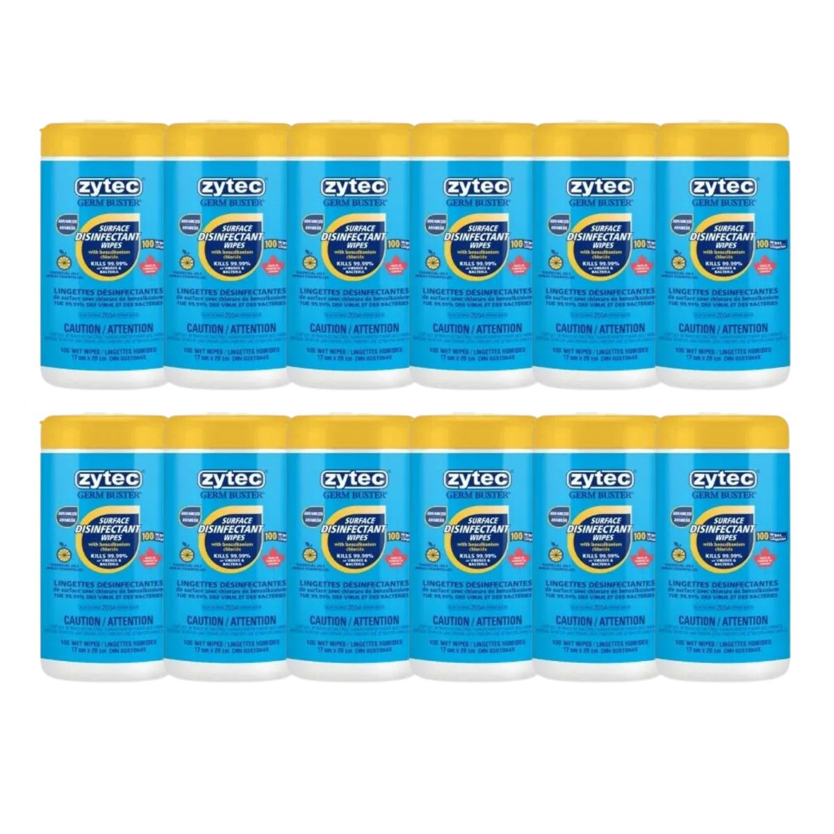 Advanced Disinfectant Wipes (Benzalkonium Chloride), 100 Wipes- 12 Pack