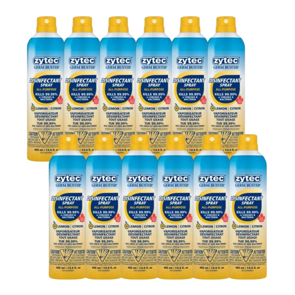 Zytec Disinfectant BOV Spray (Citric Acid), 400ml/13.5fl.oz- 12 Pack