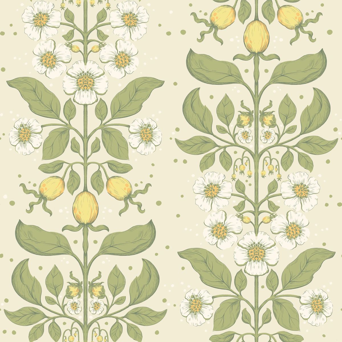 ROSA GREEN FLORAL COLUMNS WALLPAPER