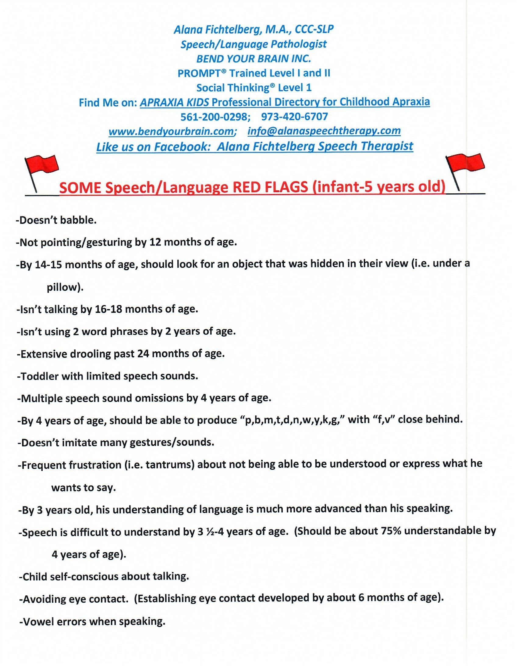 Post #4- "Red Flags" for Speech/ Language Delays