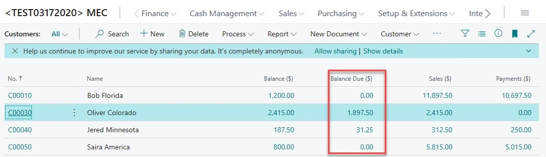 Collecting Outstanding Balances in Dynamics 365 Business Central