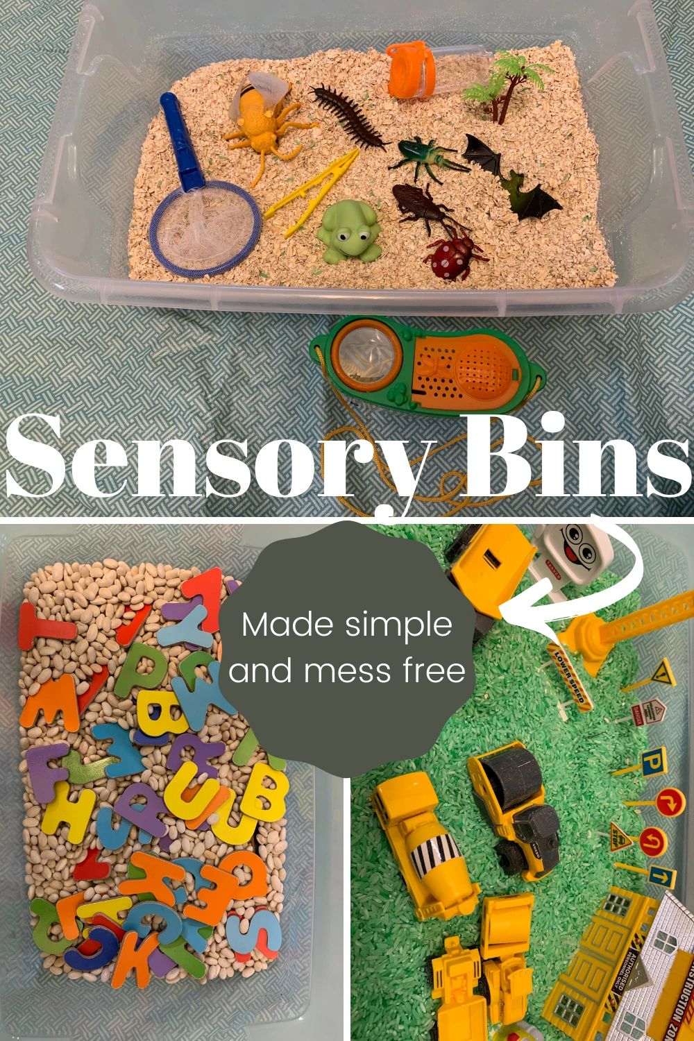 Sensory bins made simple and mess free