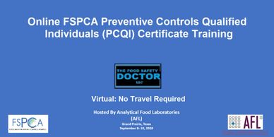 FSPCA PCQI Training | The Food Safety Doctor LLC