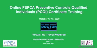 FSPCA PCQI Training | The Food Safety Doctor LLC