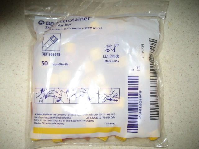 BD Microtainer SST - Amber Blood Collection Tubes ref:365978 Pak of 50