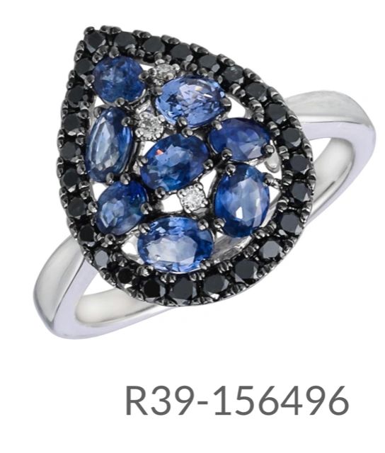Starry Night: Black diamonds and sapphires ring