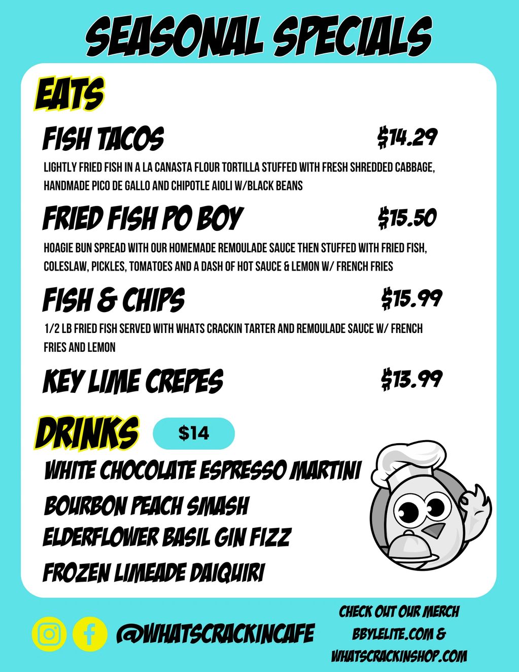 What's Crackin Cafe - Lunch Specials, Brunch, Brunch Menu