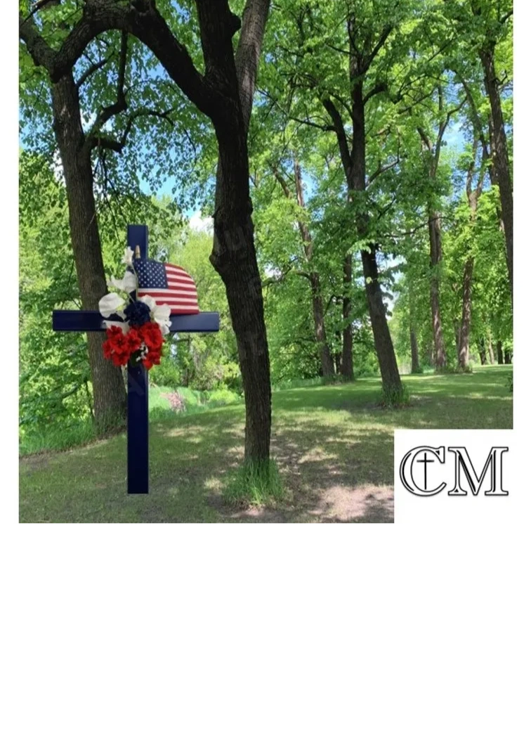 Memorial Day Cross//30 inch STEEL blue memorial cross// funeral cross ...