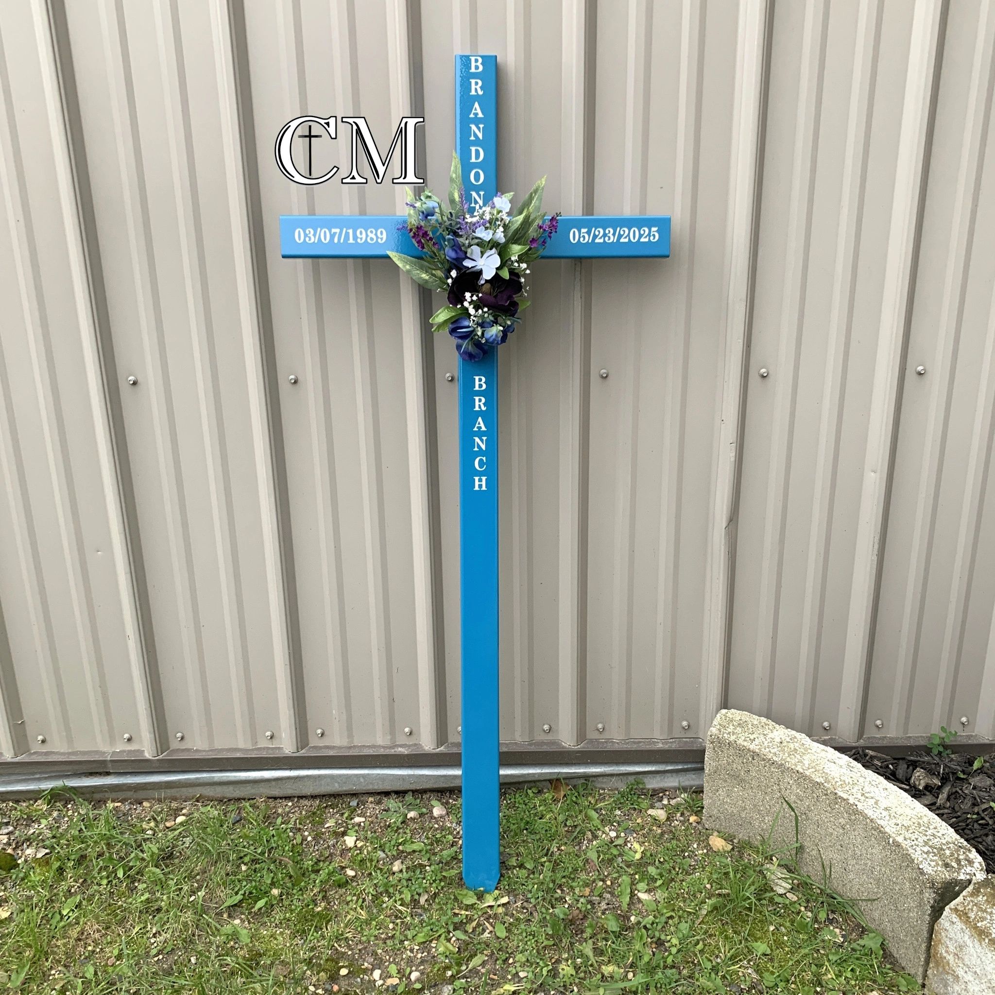 Roadside Cross In Blue