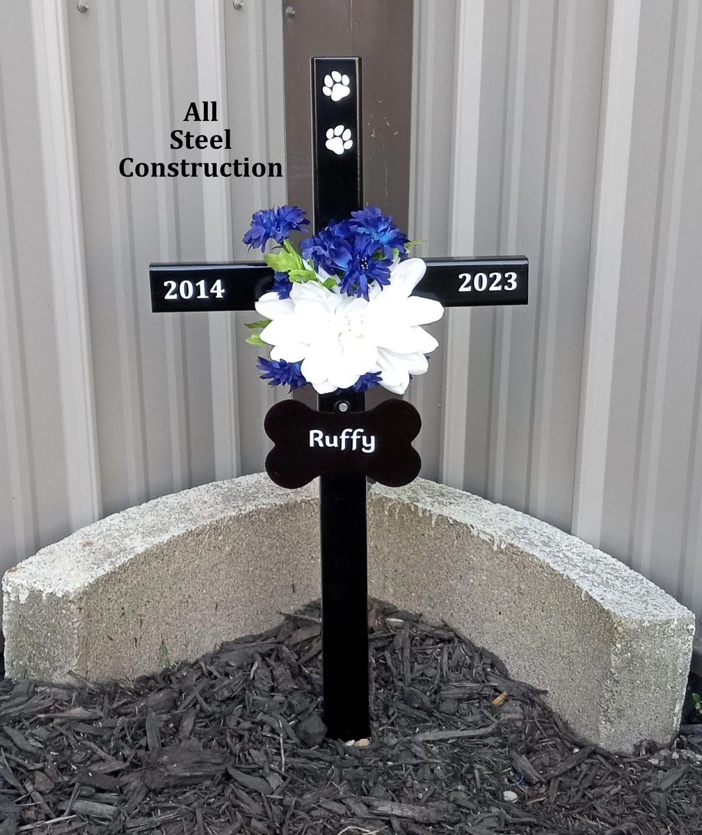 30 inch STEEL black Pet Memorial Cross// pet cross// pet grave cross ...