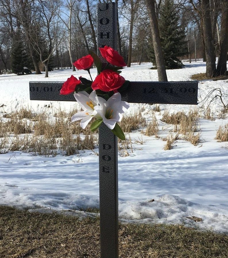 FEATURED, 30 inch STEEL graveside cross, personalized memorial cross ...