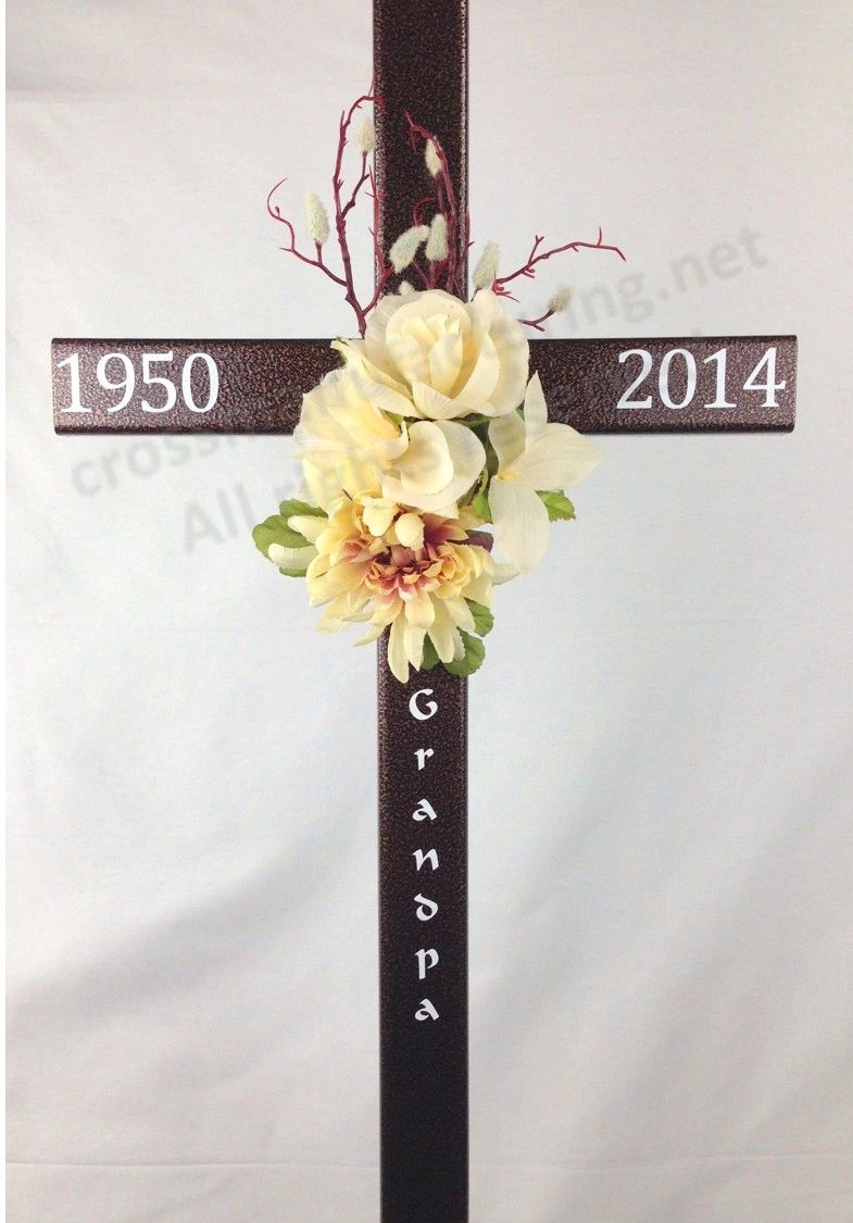 30 inch STEEL Copper graveside cross, personalized memorial cross ...