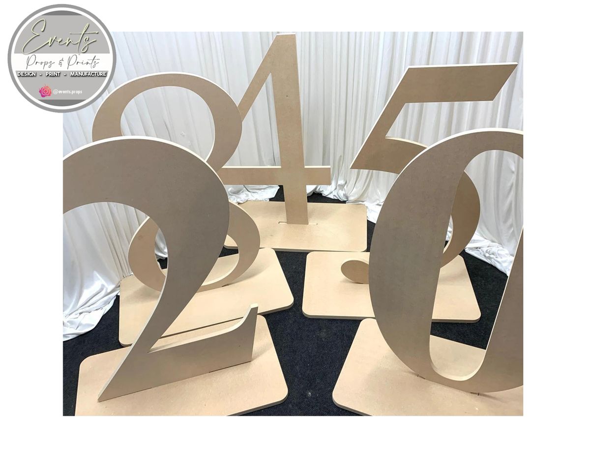 4ft Wooden MDF Birthday Numbers with Removable Base