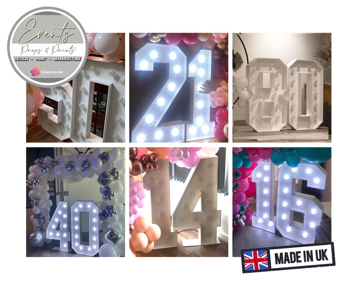 4ft & 5ft Set Of 10 L.E.D Light Up Numbers (0-9)