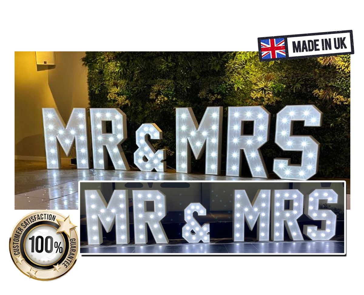 4ft LED Light Up Mr & Mrs Marquee Letters