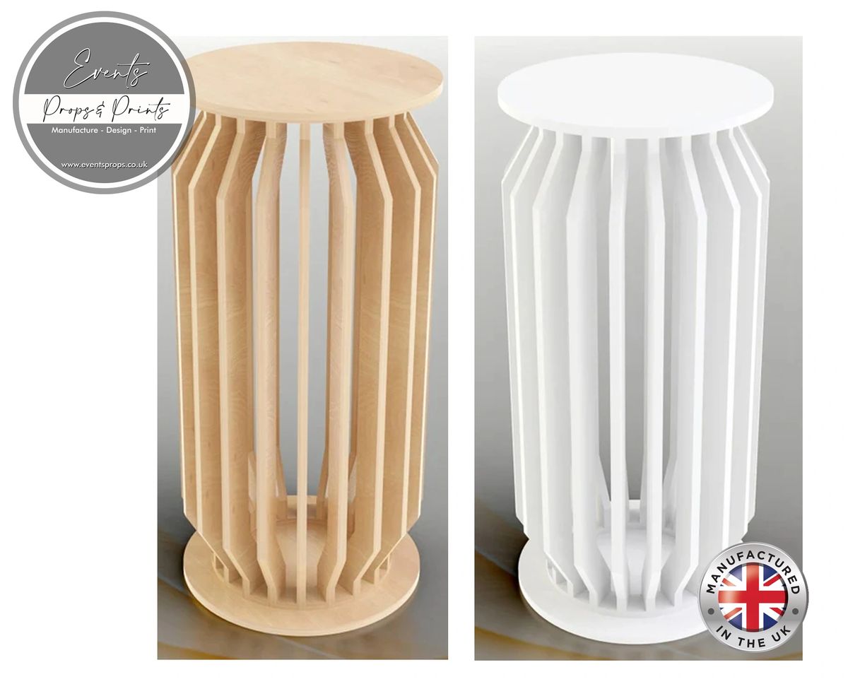 Round Parametric Geo Slated Podium, Plinth, Cocktail Table, Cake Stand