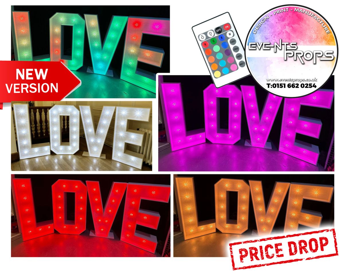4ft Colour LED RGB LOVE Letters