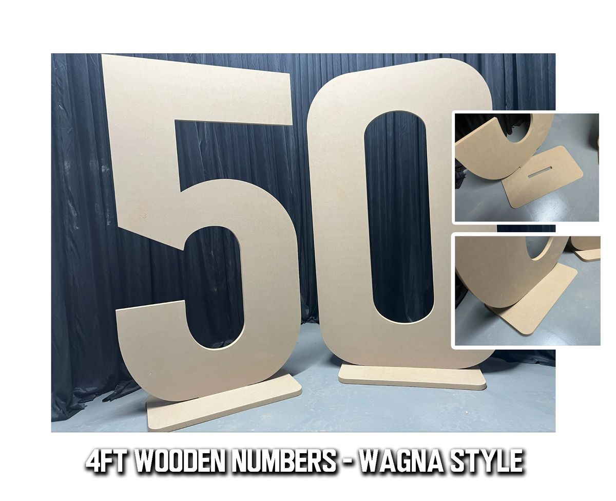4ft Wooden MDF Numbers & Letters with Removable Base