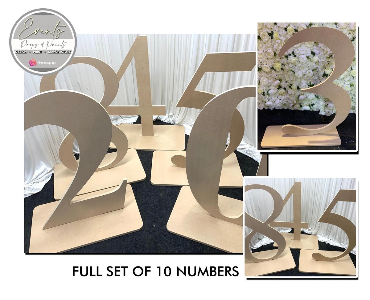 Full Set of 10 Numbers - 4ft Wooden MDF Mirror, Gold, Silver Birthday ...