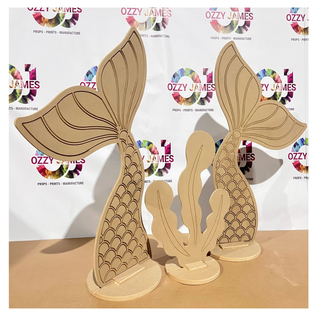 2D Engraved Mermaid Tail Prop Backdrop Cutout