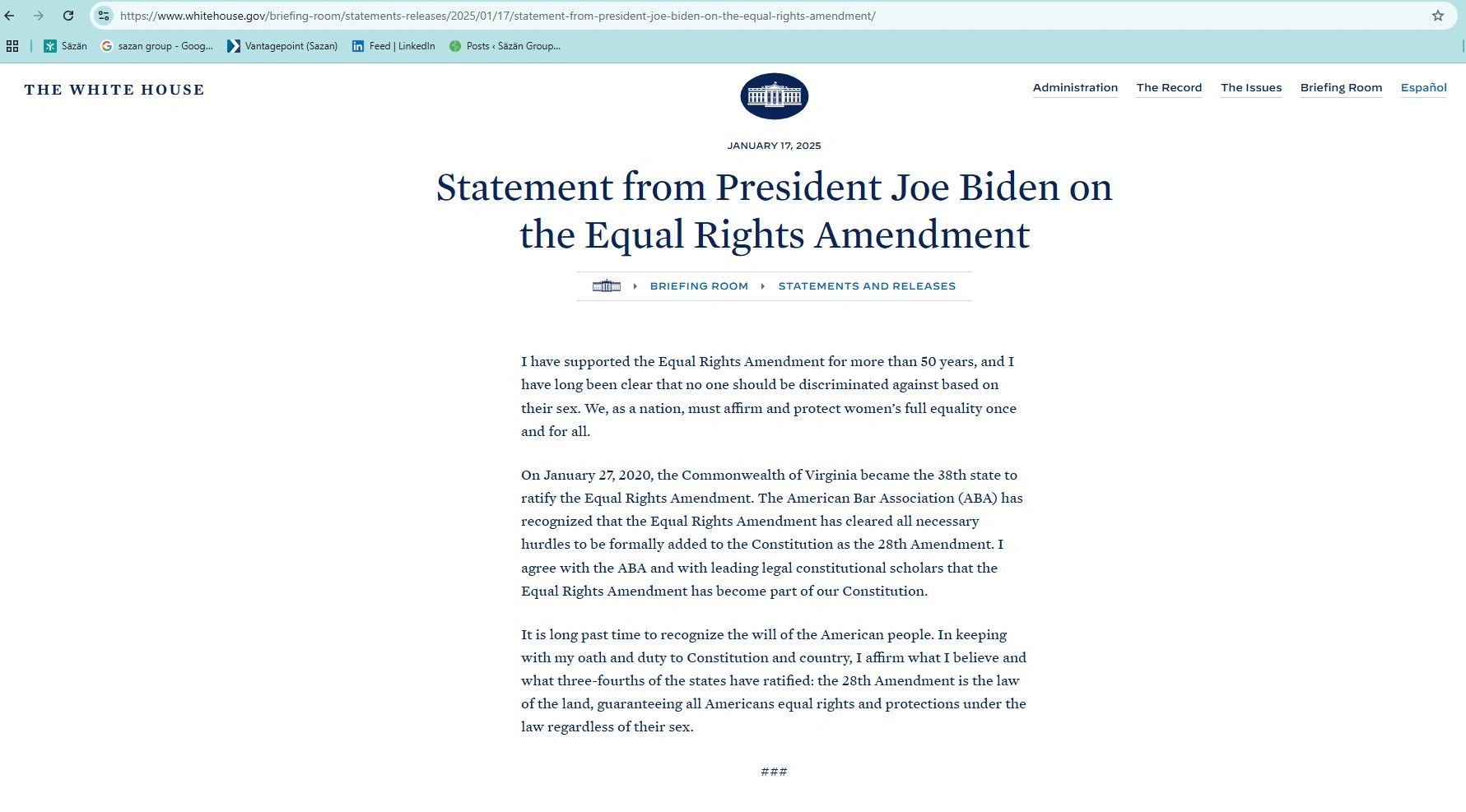 The ERA is the 28th Amendment!