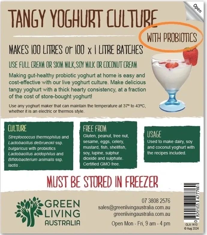 Tangy Probiotic yoghurt culture makes -100 litres