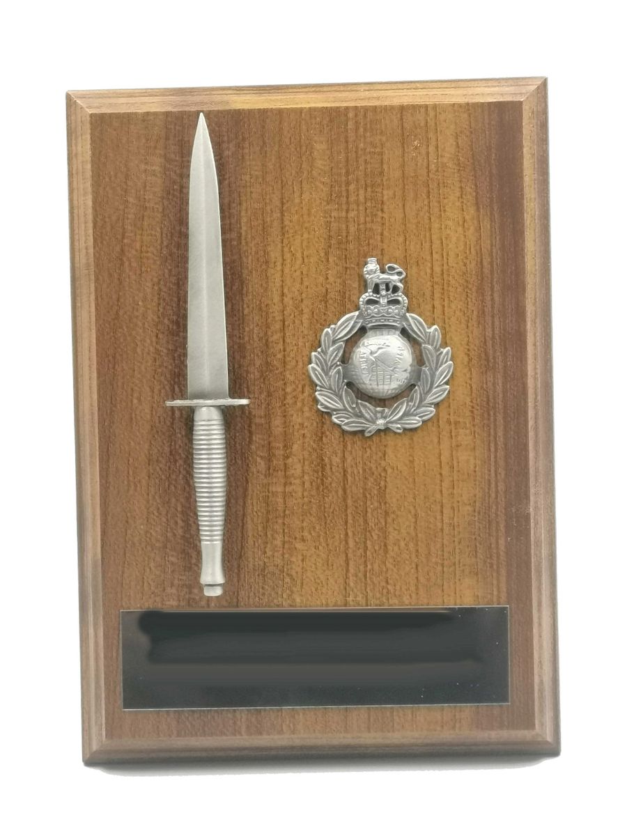 Royal Marines Commando Dagger Wooden Plaque