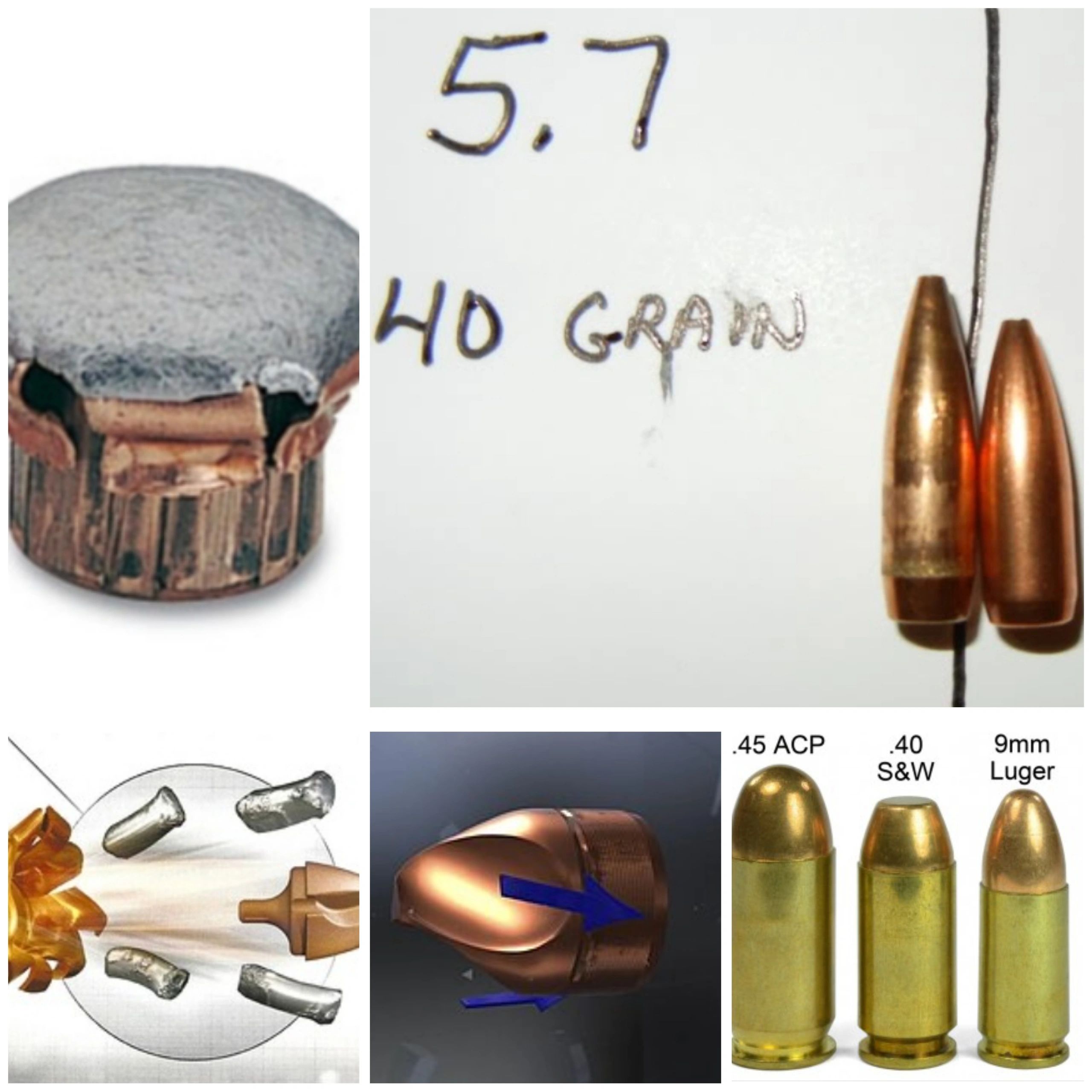 Five Types of Handgun Projectiles