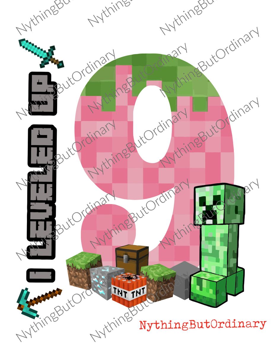 Pink Minecraft Birthday SVG - 9