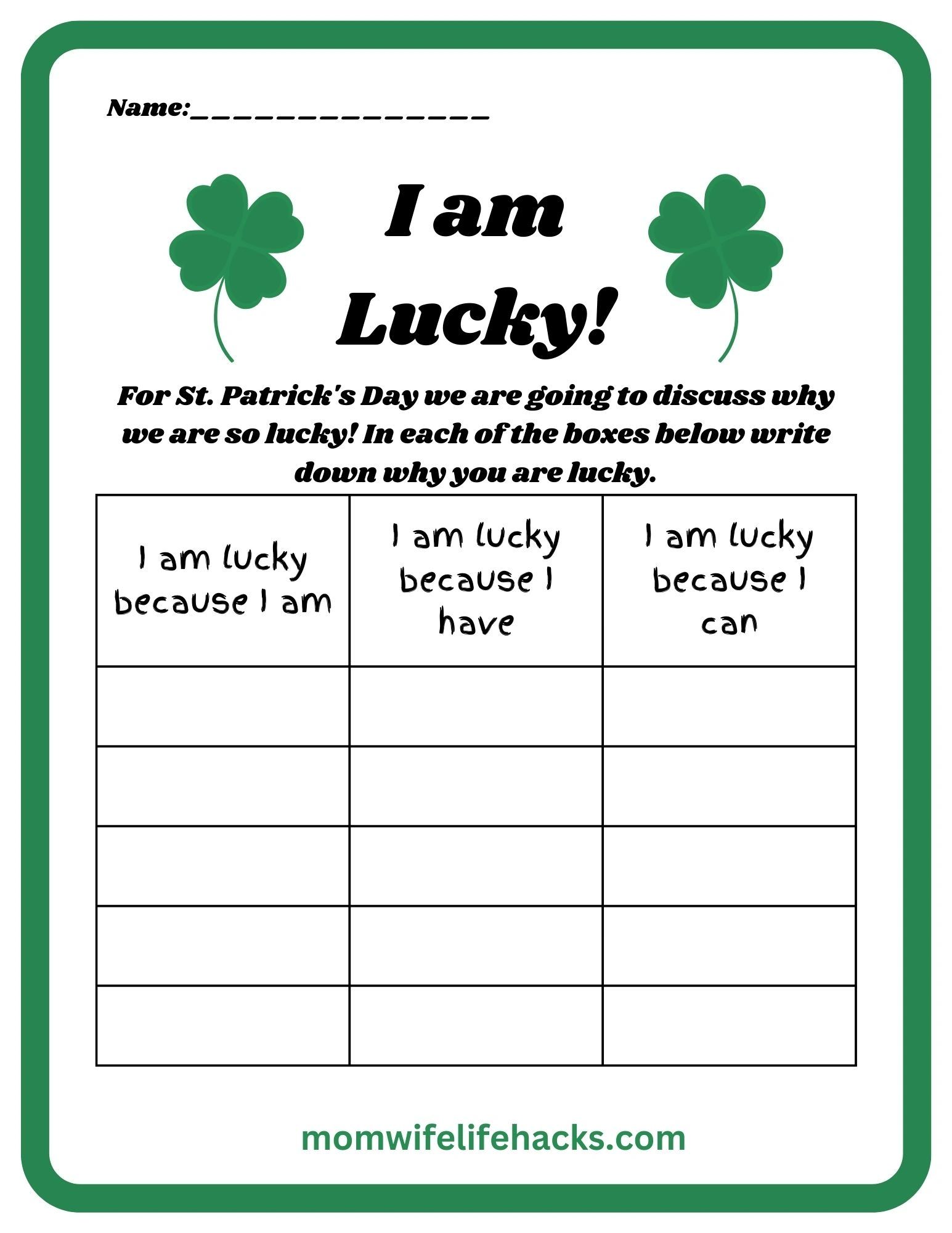 Counting Our Blessings: A Free Printable for St. Patrick's Day