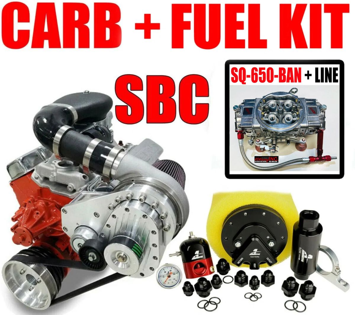 TORQSTORM SUPERCHARGER Small Block Chevy With Carburetor And Fuel Kit